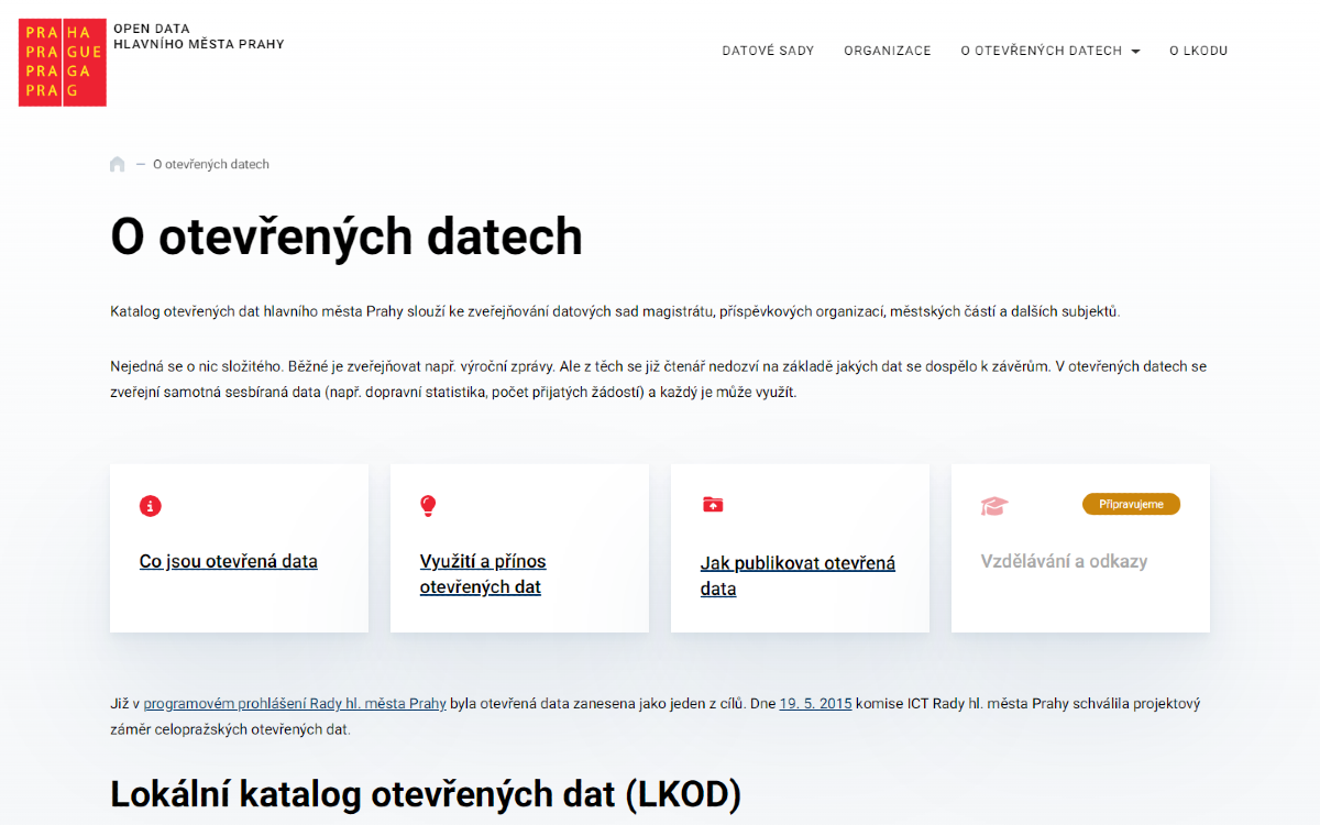 Otevřená data hlavního města Prahy | O otevřených datech